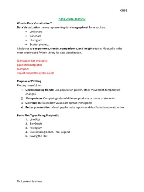 Data Visualization Class 12 Pdf Chart Histogram