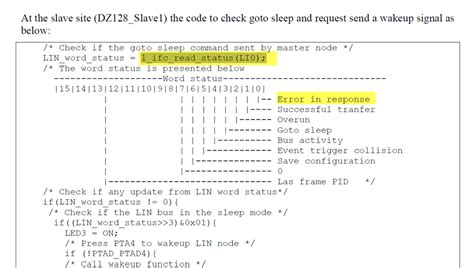 Solved How To Know The Error Of Lin Bus Nxp Community