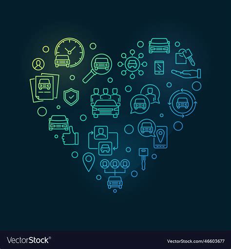 Car Sharing Colored Heart Banner Carsharing Vector Image
