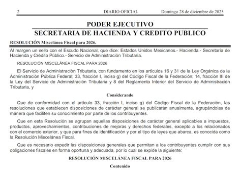 Rmf 2026 Resolución Miscelánea Fiscal En Pdf Contadormx