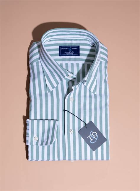 Butchers Stripe Green Shirt Trotter And Deane