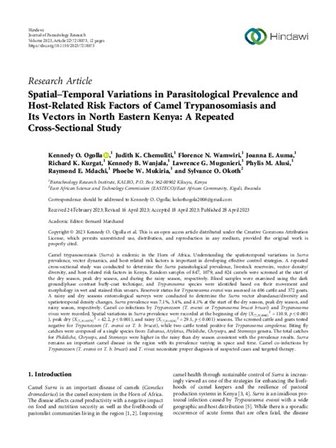 Pdf Spatialtemporal Variations In Parasitological Prevalence And Host Related Risk Factors Of