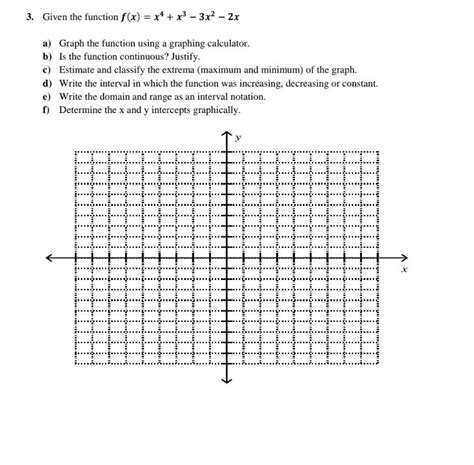 Solved 3 Given The Function F X X4 X3−3x2−2x A Graph The