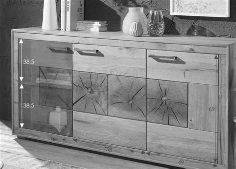 Buffet Moderne Bois Massif Et Métal Chromé