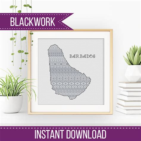 Barbados Blackwork Pattern Blackwork Pattern By Peppermint Purple