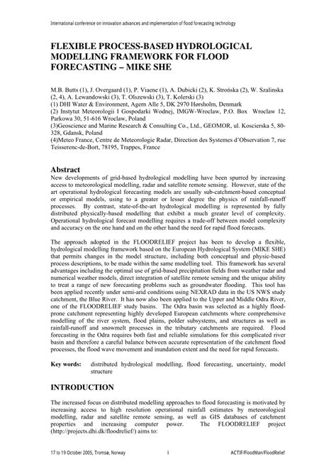 Pdf Flexible Process Based Hydrological Modelling Framework For Flood Forecasting Mike She