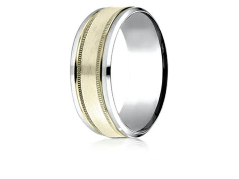 Benchmark 14 Kt Two Tone Goldd 8mm Comfort Fit Drop Bevel Satin Finish