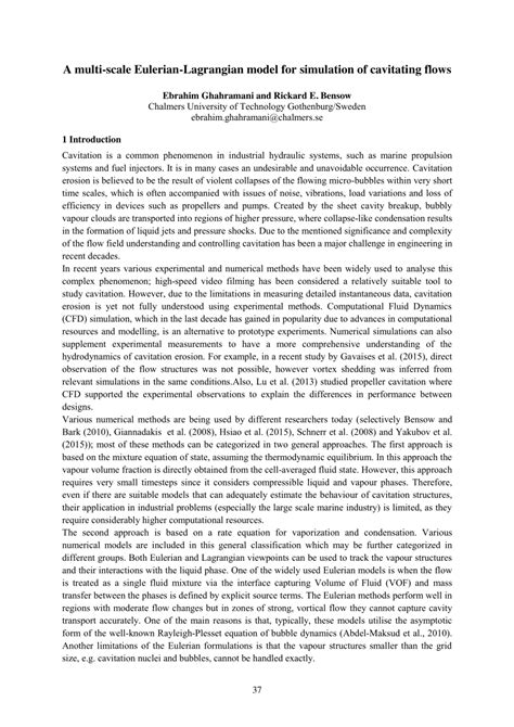 Pdf A Multi Scale Eulerian Lagrangian Model For Simulation Of Cavitating Flows