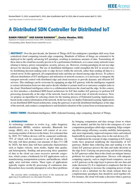 Pdf A Distributed Sdn Controller For Distributed Iot