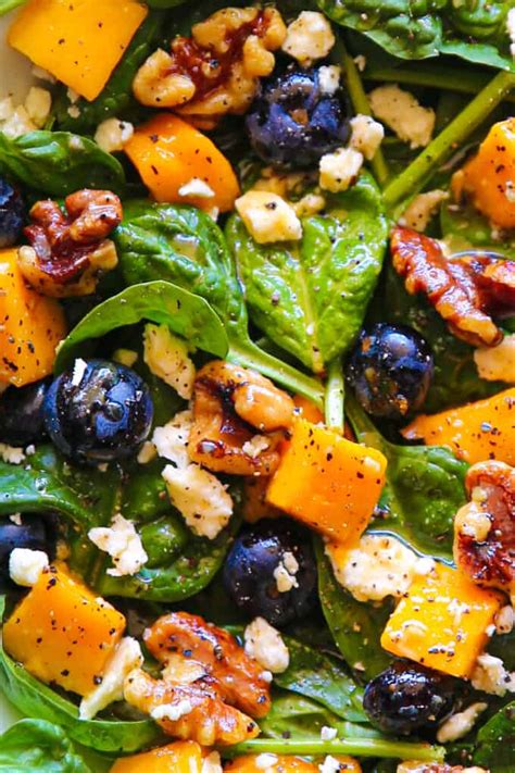 Mango Salad With Spinach And Blueberries Julias Album