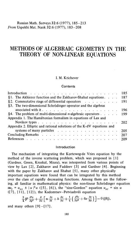 Pdf Methods Of Algebraic Geometry In The Theory Of Nonlinear Equations