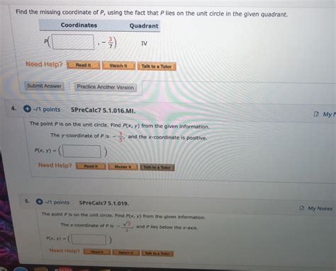 Solved Find The Missing Coordinate Of P Using The Fact That