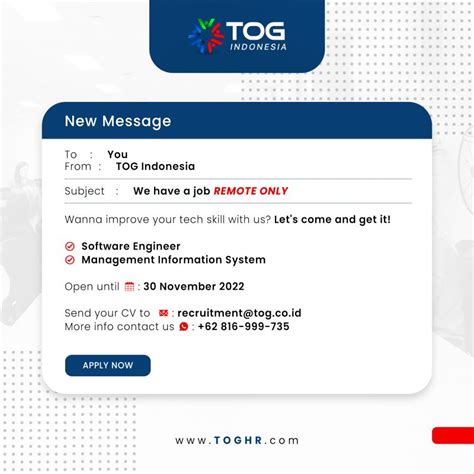 Tog Indonesia On Linkedin Opportunity Developer Softwareengineer