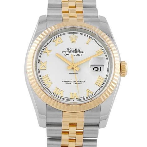 Rolex Datejust 36 Roman White Dial Two Tone Jubilee Watch 116233 Saati