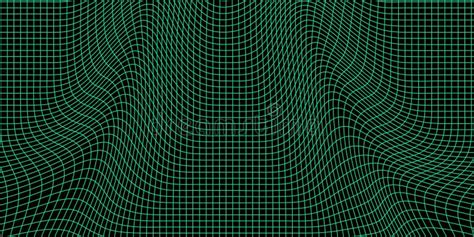 Abstract Wavy Green 3d Mesh On A Dark Background Geometric Dynamic Wave 3d Technology