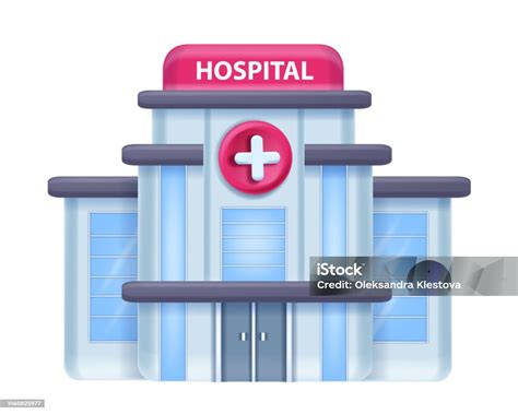 3d 병원 건물 아이콘 벡터 최소 클리닉 외관 구급차 도움말 입구 문 보기 창 3차원 형태에 대한 스톡 벡터 아트 및 기타 이미지 3차원 형태 개념 건강관리와 의술