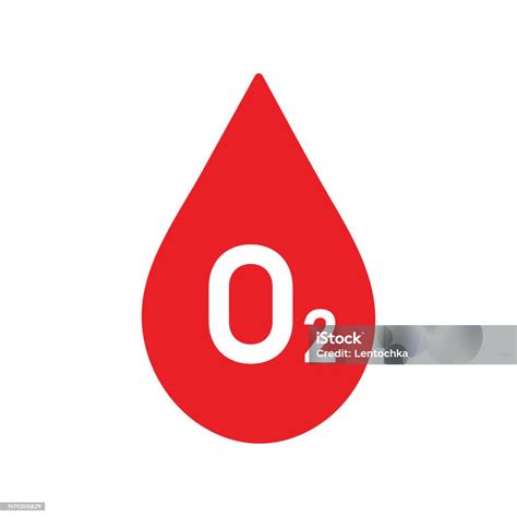 O2 포화 모니터링 산소 기호가 있는 붉은 혈액 드롭 아이콘 벡터 일러스트 레이 션 0명에 대한 스톡 벡터 아트 및 기타 이미지