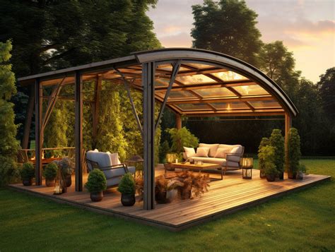 A Modern Garden Gazebo With A Glass Roof Ideovo Architektura