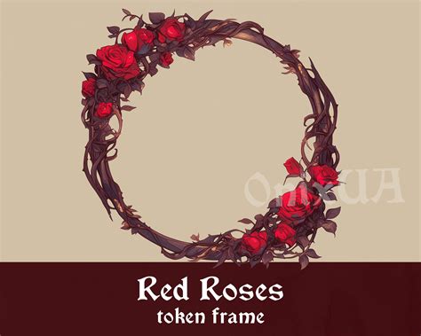 Red Roses Dandd Token Frame Digital Flowers Token Border For Dungeons And Dragons Dnd Or