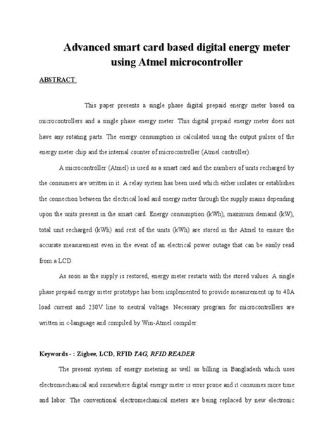 advanced smart card based digital energy meter using atmel microcontroller pdf power supply