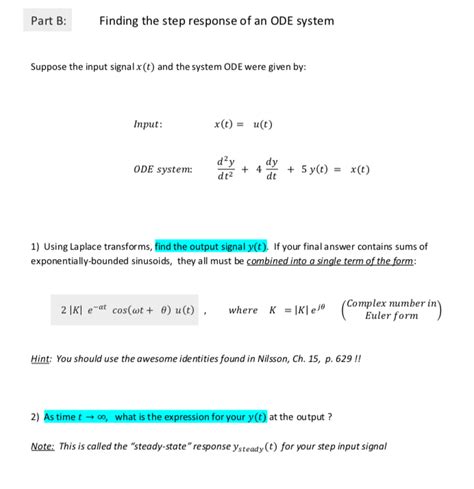 Solved Part B Finding The Step Response Of An ODE System Chegg