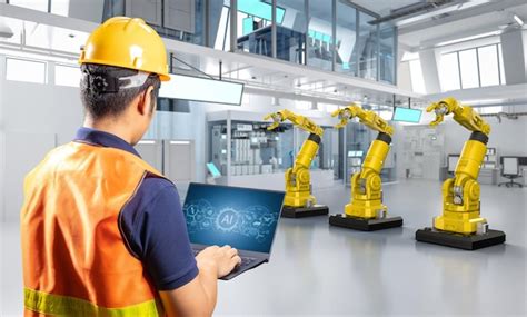 Premium Photo Automation Industry With Engineer Control Robot