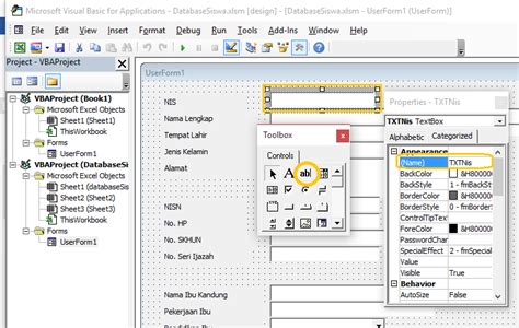 tutorial membuat form entri data input data siswa berbasis ms excel