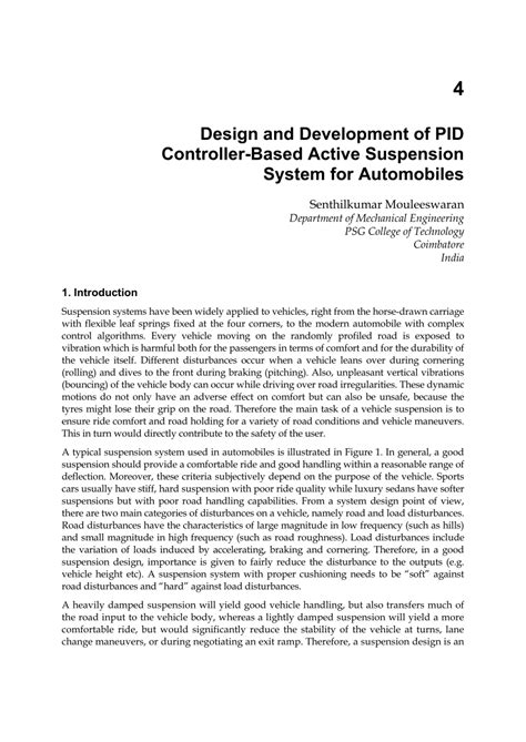 Pdf Design And Development Of Pid Controller Based Active Suspension