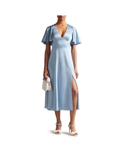 Ted Baker Immie Satin Midi Dress In Mid Blue Blue Lyst Uk