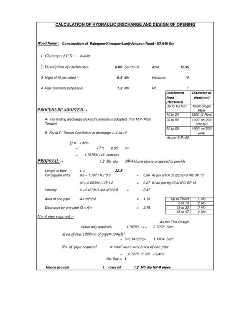 Hpc Calculation Sheet 1 Row Pdf Area Geometric Measurement