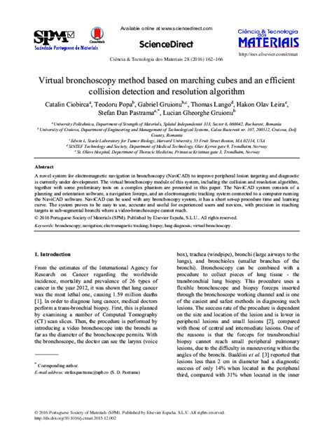 Pdf Virtual Bronchoscopy Method Based On Marching Cubes And An Efficient Collision Detection