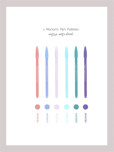Monami Pen Color Palette Digital Planner Color Codes Notability Goodnotes Noteshelf