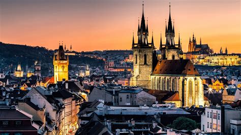 Prague Cityscape Czech Republic Spire Tourist Attraction Tourism