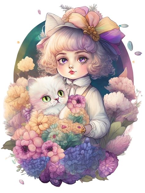 Download Ai Generated Girl Cat Royalty Free Stock Illustration Image