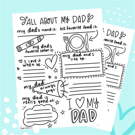 All About My Dad Fill In The Blank Printable For Fathers Day Etsy Canada