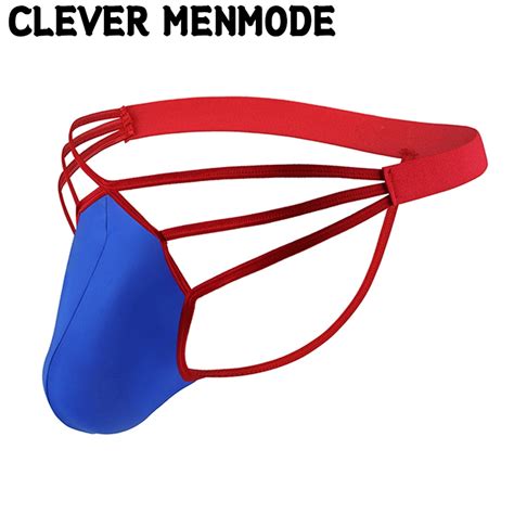 Clever Menmodemen S Thong Big Pouch Ice Silk Breathable G String Jockstrap Hollow Out T Back