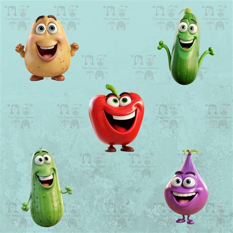 20 Funky Vegetables Clipart Pack Instant Download 20 Funky Vegetable Illustrations Png