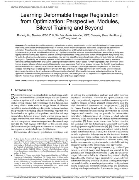 Pdf Learning Deformable Image Registration From Optimization Perspective Modules Bilevel