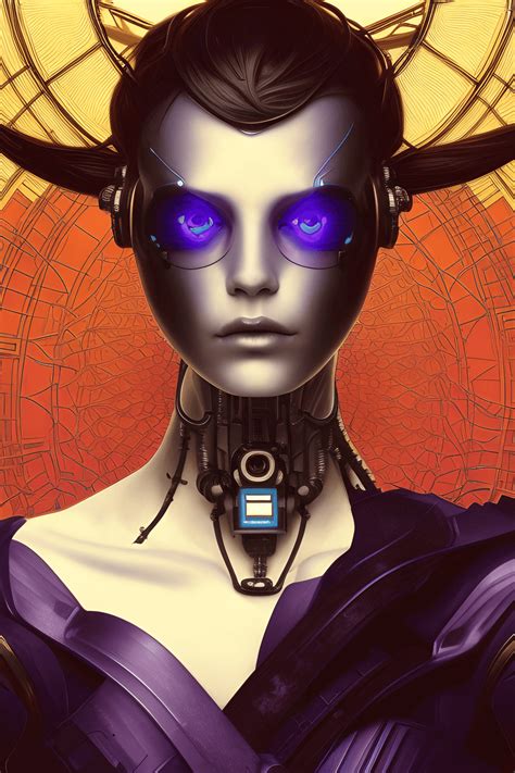Cyberpunk Woman Robot Portrait · Creative Fabrica
