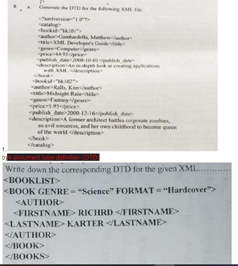 Solved Generate The Dtd For The Following Xml File
