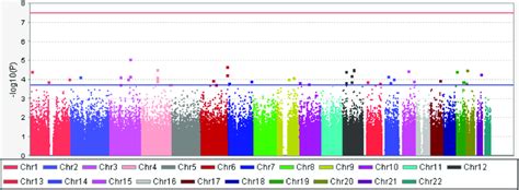 Manhattan Plot Of The Gwas Manhattan Plot Showing Download Scientific Diagram