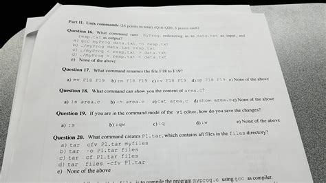 Solved Part Ii Unix Commands 25 Points In Total 016