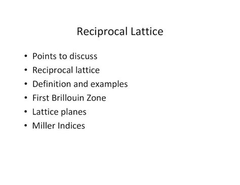 Pdf Reciprocal Lattice Reciprocal Lattice A Two Dimension 2‐d Real Lattice Is Defined By