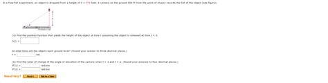 Solved In A Free Fall Experiment An Object Is Dropped From