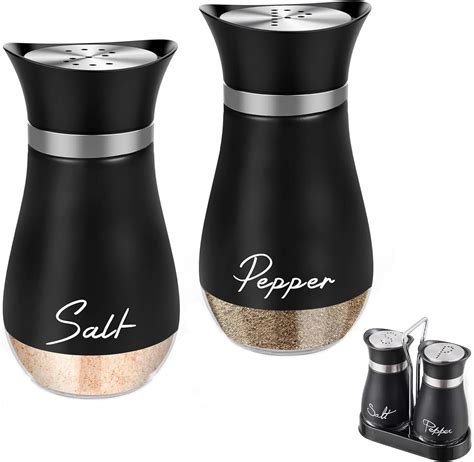 Zhongko Salt And Pepper Shaker Sets With Glass Bottle 2pcs Salt And