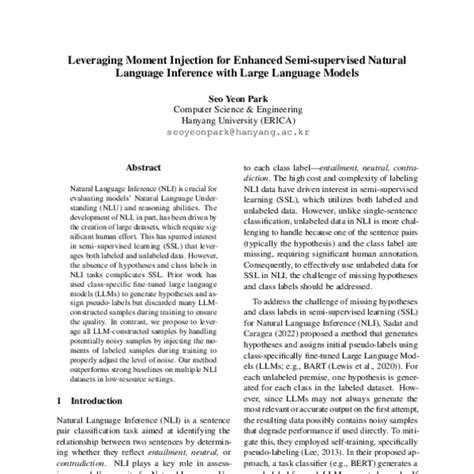 Leveraging Moment Injection For Enhanced Semi Supervised Natural Language Inference With Large