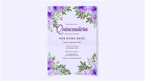 Quinceanera Birthday Celebration Floral Flyer Invitation Card Template