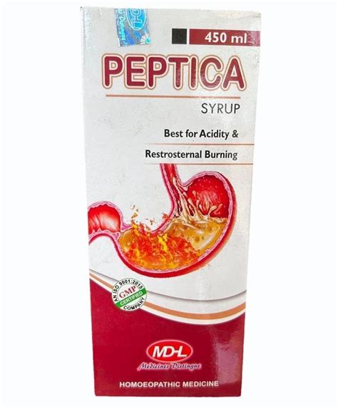 Homeopathic Peptica Syrup For Acidity And Retrosternal Packaging Size