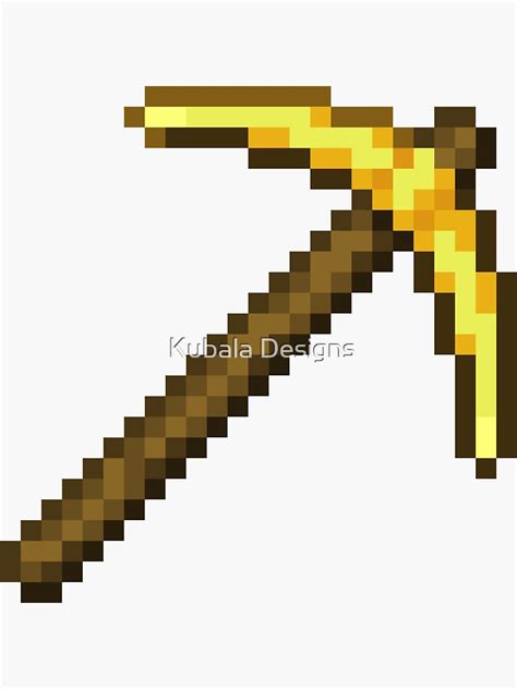 Minecraft Gold Pickaxe Item Pixel Art Sticker For Sale By Darcekar