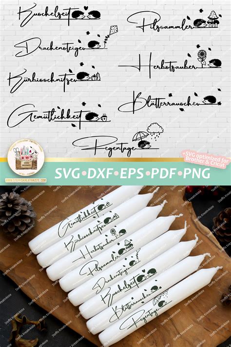 Bundle Plotterdatei Herbst Schriftzug Worte Deutsch Svg Digistamp